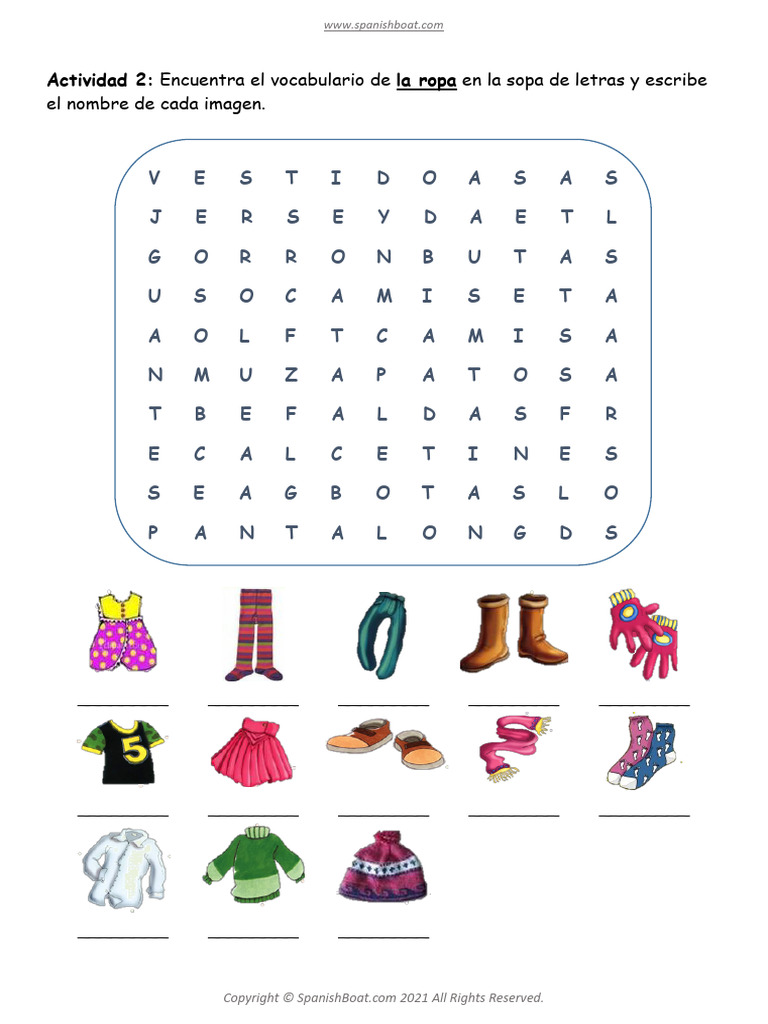 Clothes La Ropa Spanish | PDF