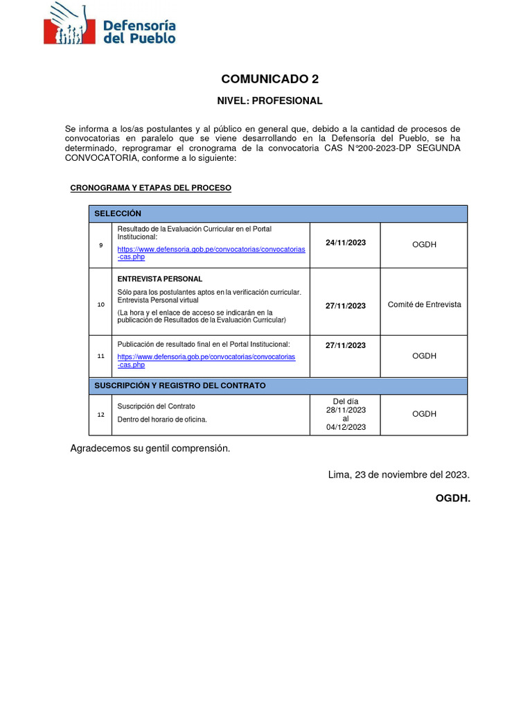 Comunicado n2 Cas 200 2da C | PDF