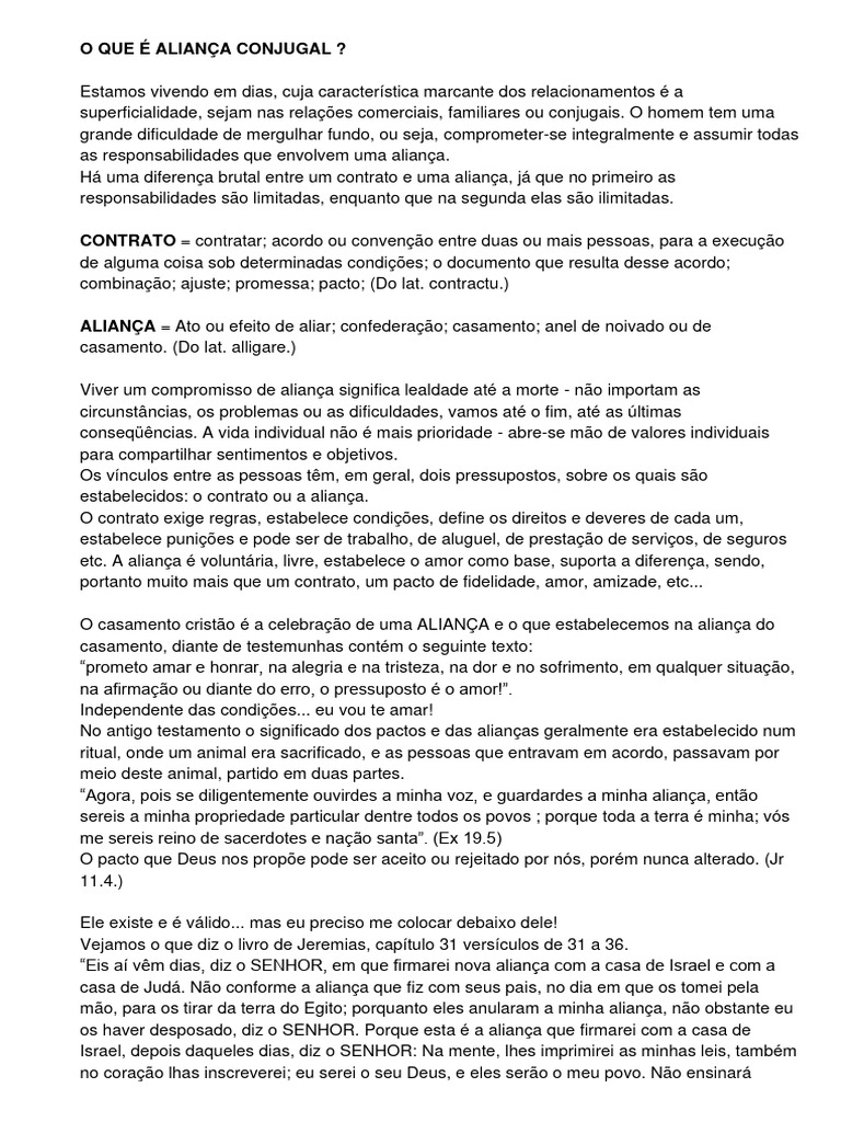 Aliança Conjugal e Amor Incondicional | PDF | Amor | Graça no cristianismo