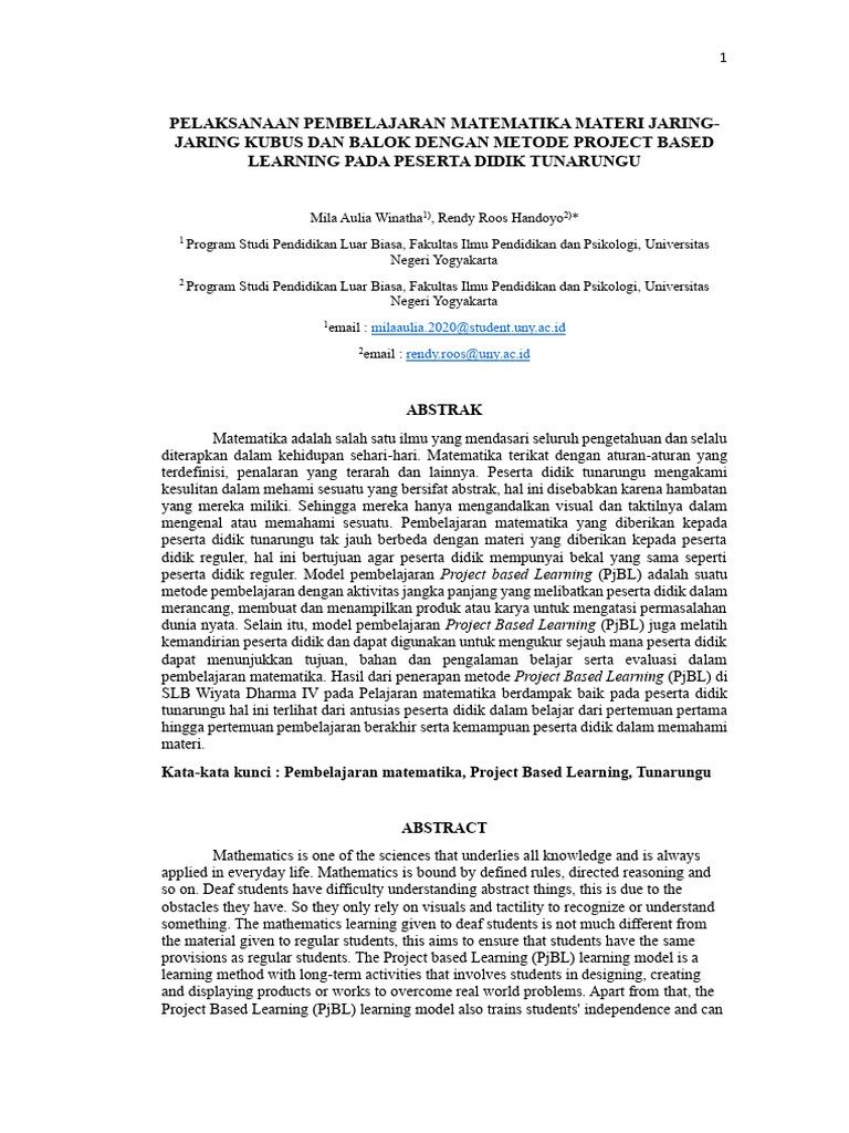 Mila Aulia Winatha - 20103241012 - Artikel PK Uny 2023 | PDF