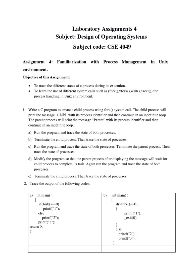 Lab Assignment-4 - DOS (CSE4049) - 231115 - 103222 | PDF | Programming | Computer Program