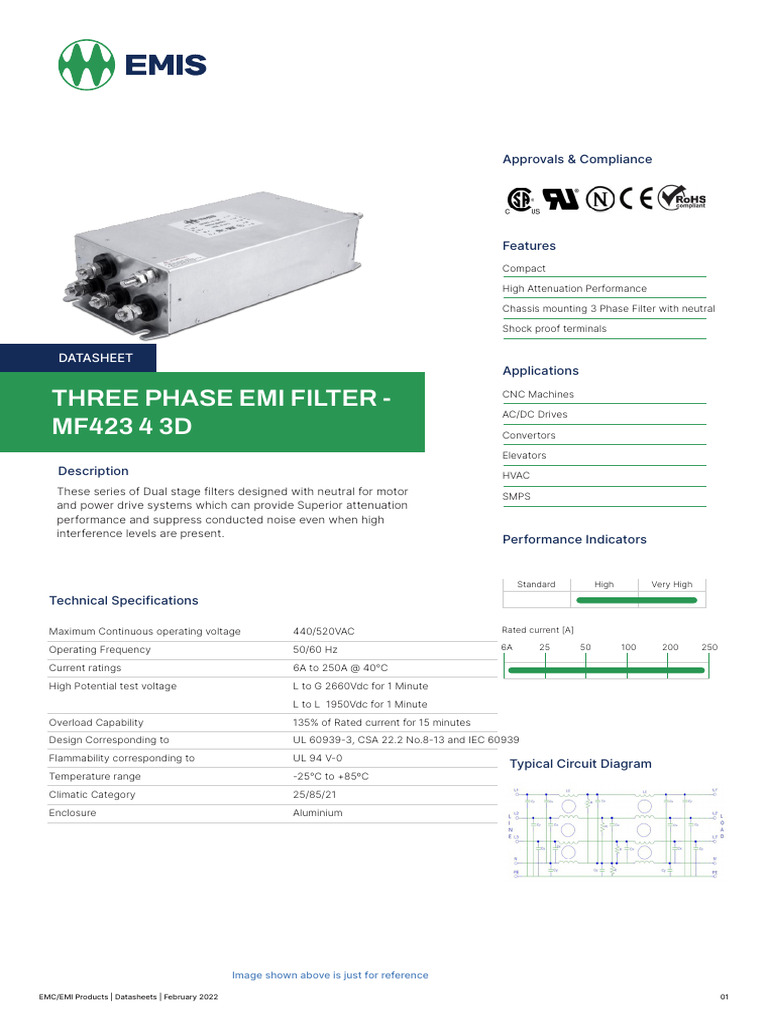 Three Phase Emi Filter - MF423 4 3D: Approvals & Compliance | PDF ...
