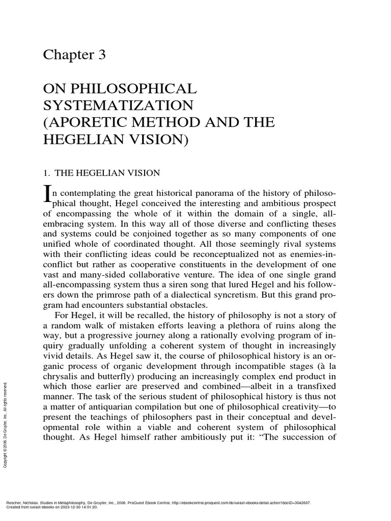 Chapter 3 - PHILOSOPHICAL SYSTEMATIZATION | PDF | Truth | Georg Wilhelm ...