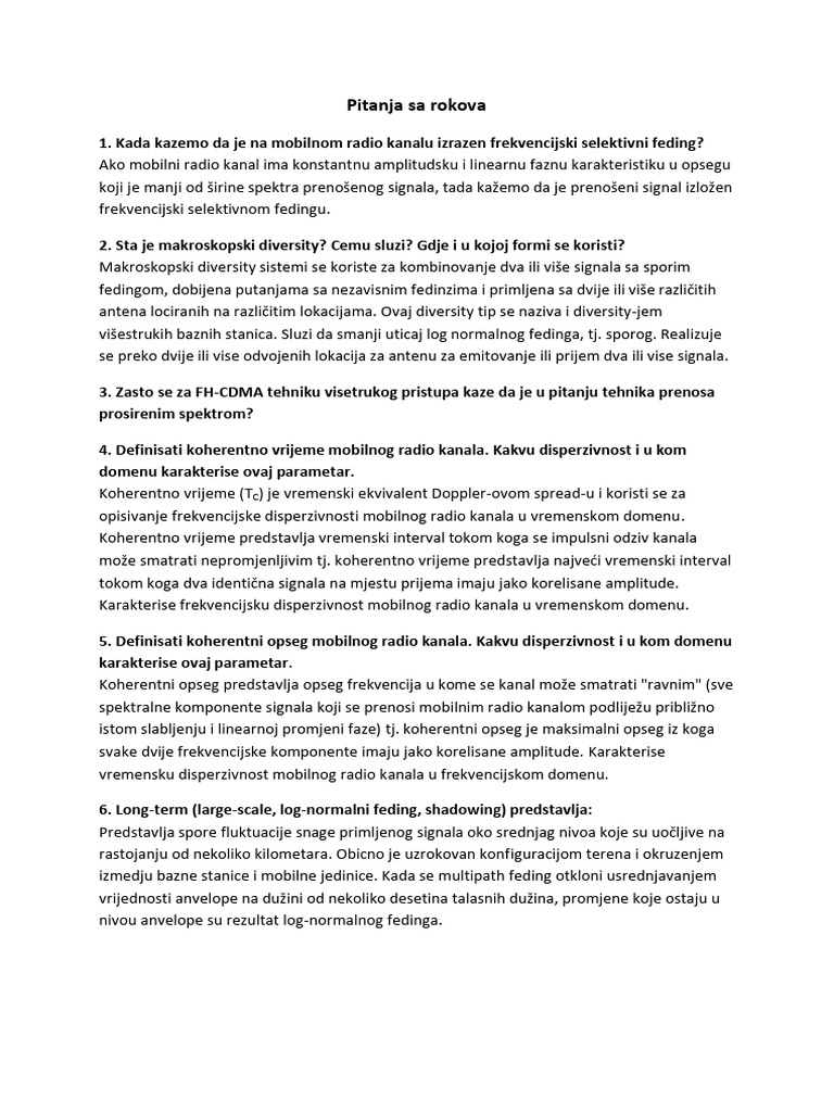 Pitanja Sa Rokova - Preporucujemo | PDF