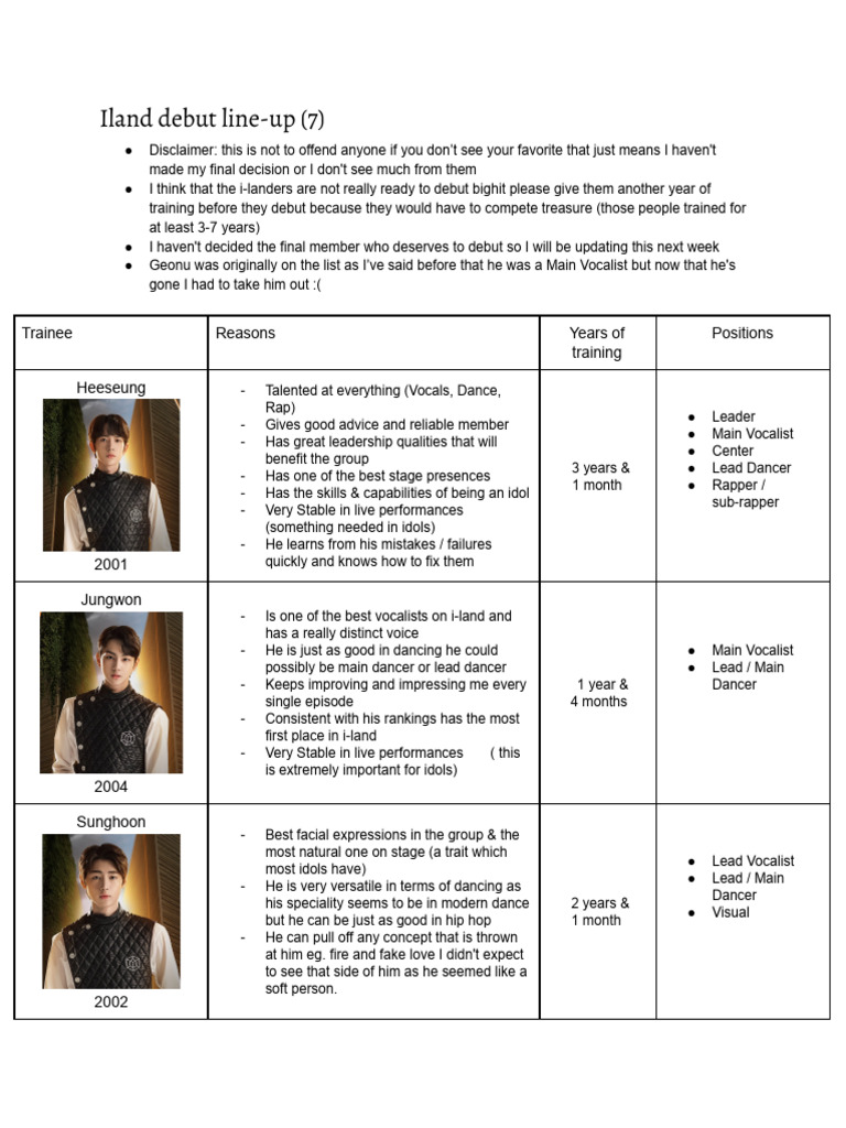 Iland Debut Line-Up | PDF