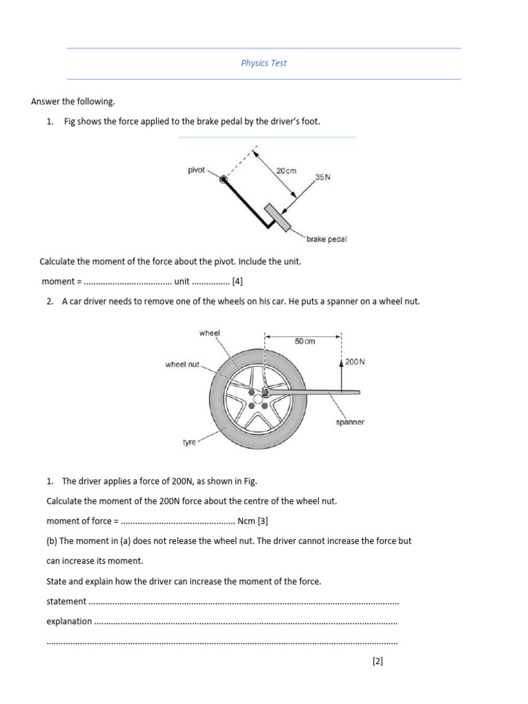 Igcse Physics Subjective ch5 | PDF | Lever | Force