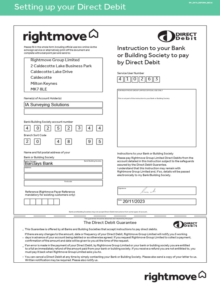 Direct Debit Form | PDF | Debit Card | Banking