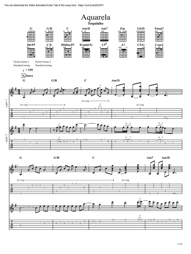Toquinho Aquarela | PDF | Guitar Family Instruments | Irish Musical ...