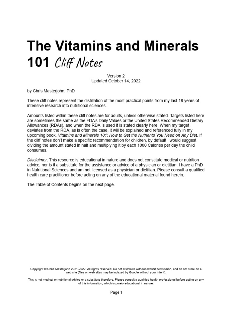 Vitamins Cliff Notes | PDF | Vitamin E | Vitamin D