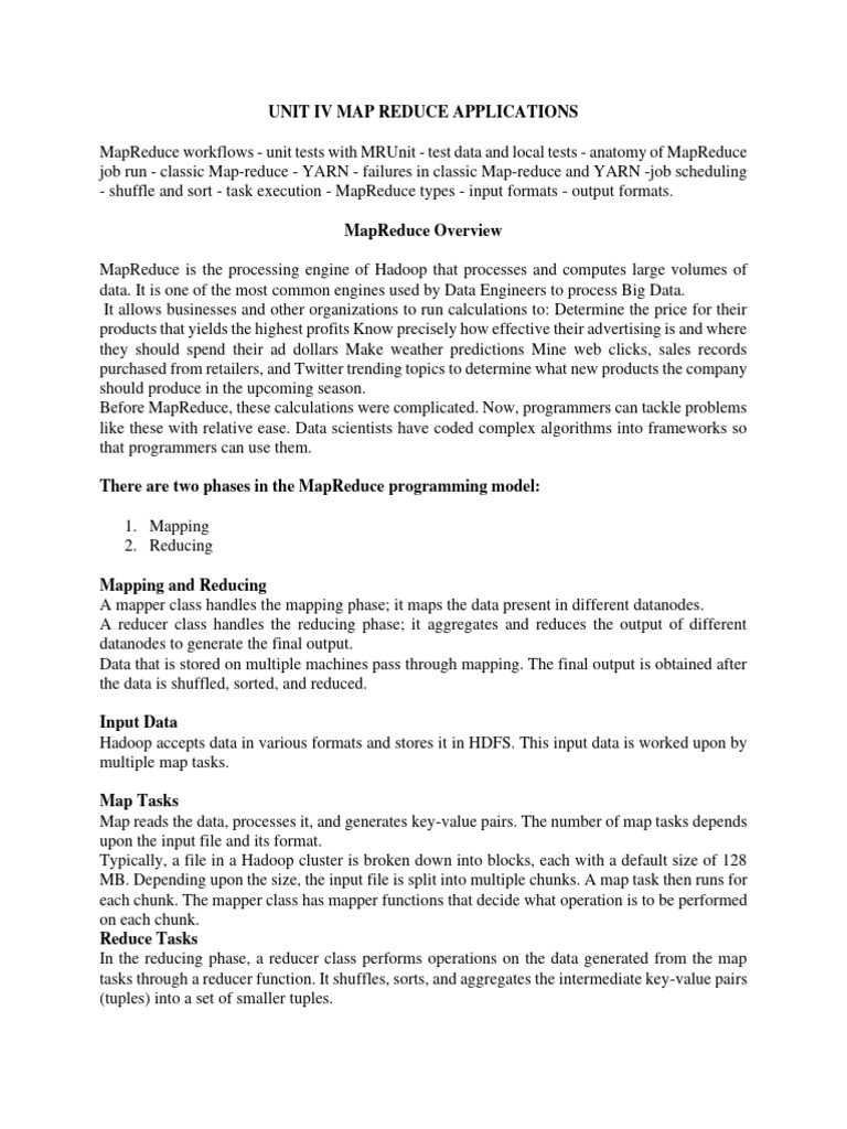 Unit 4 Bda Pdf Apache Hadoop Map Reduce 9641
