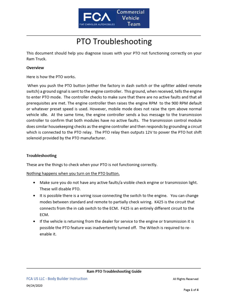 Ram Truck PTO Troubleshooting Guide | PDF | Computers | Business