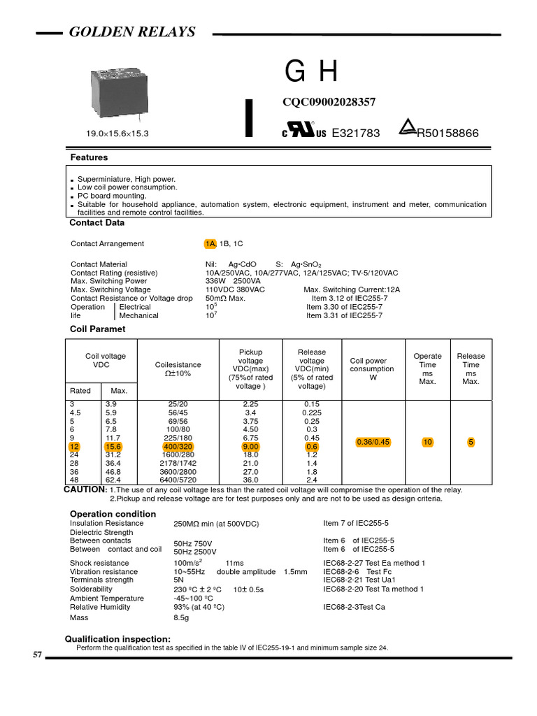 Datasheet | PDF | Relay | Inductor