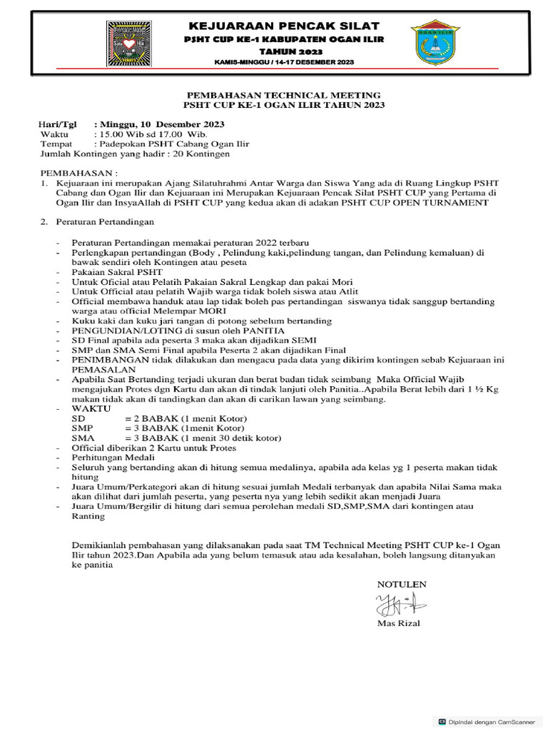 Hasil TM PSHT CUP OI | PDF