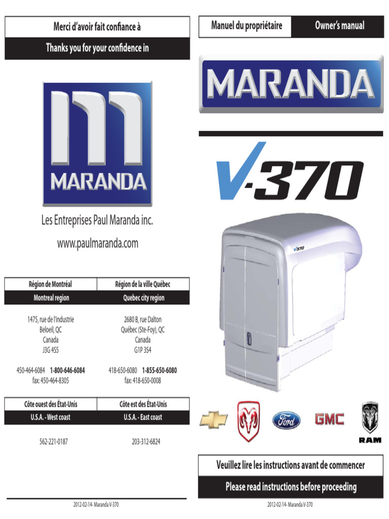Maranda V370 Owner Manual | PDF