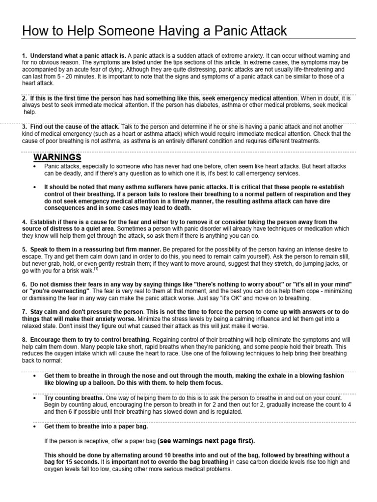 How To Help Someone Having A Panic Attack | PDF
