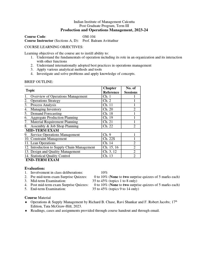 POM Outline A&D | PDF