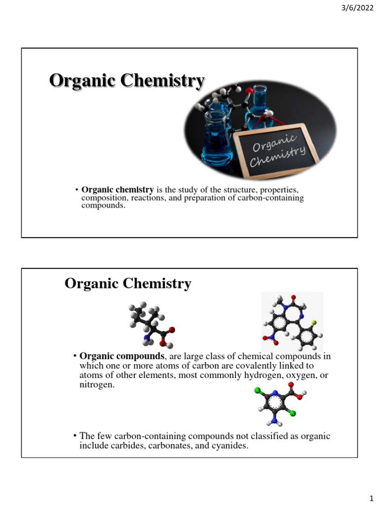 Organic Chemistry (1) - L01 | PDF