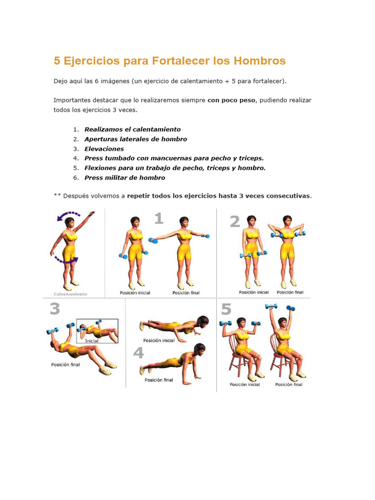 5 Ejercicios para Fortalecer Los Hombros | PDF