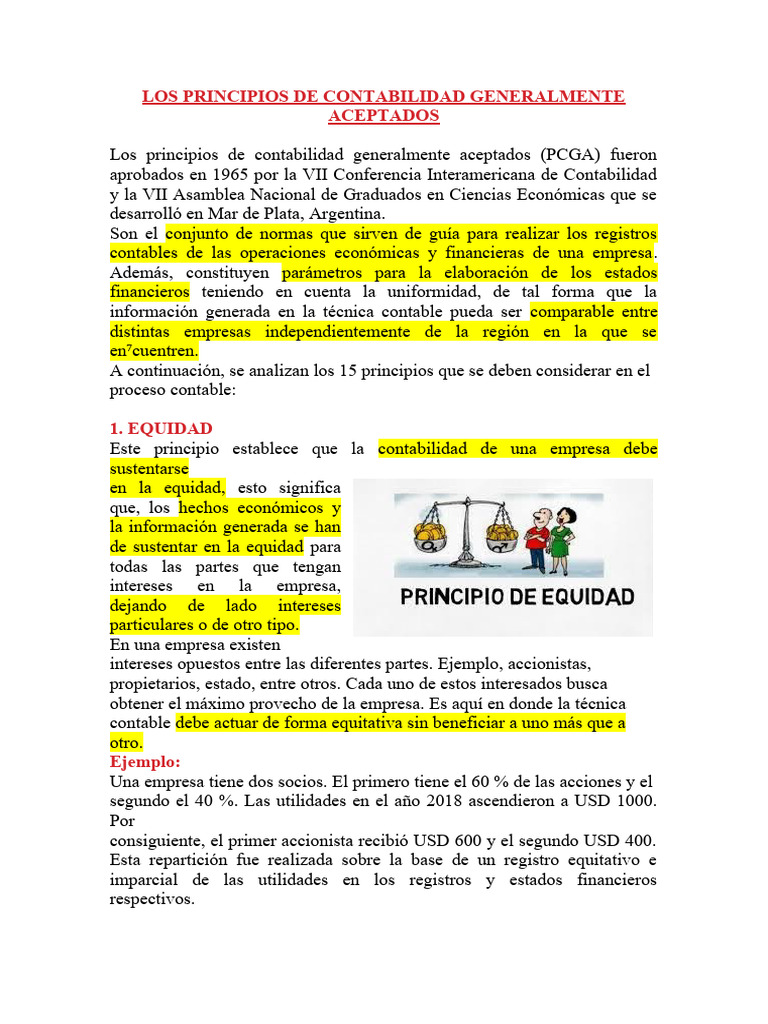 Los Principios de Contabilidad Generalmente Aceptados | PDF