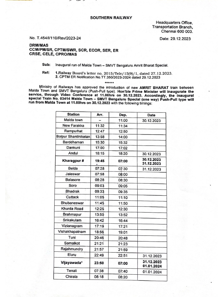 MLDT-SMVB Amrit Bharat-Inagural | PDF