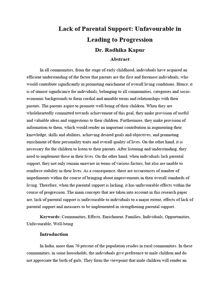 Impact of Lack of Parental Support | PDF | Goal | Social Group