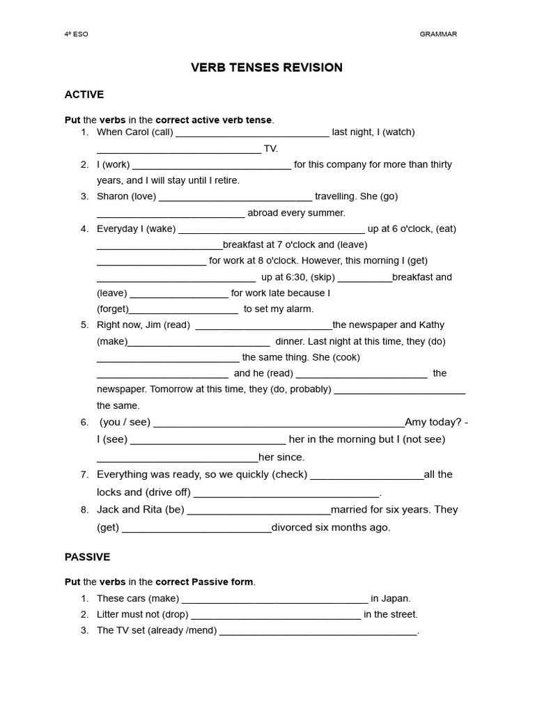 4º Eso The Passive Voice Practice 2 | PDF | Semantic Units | Linguistic ...