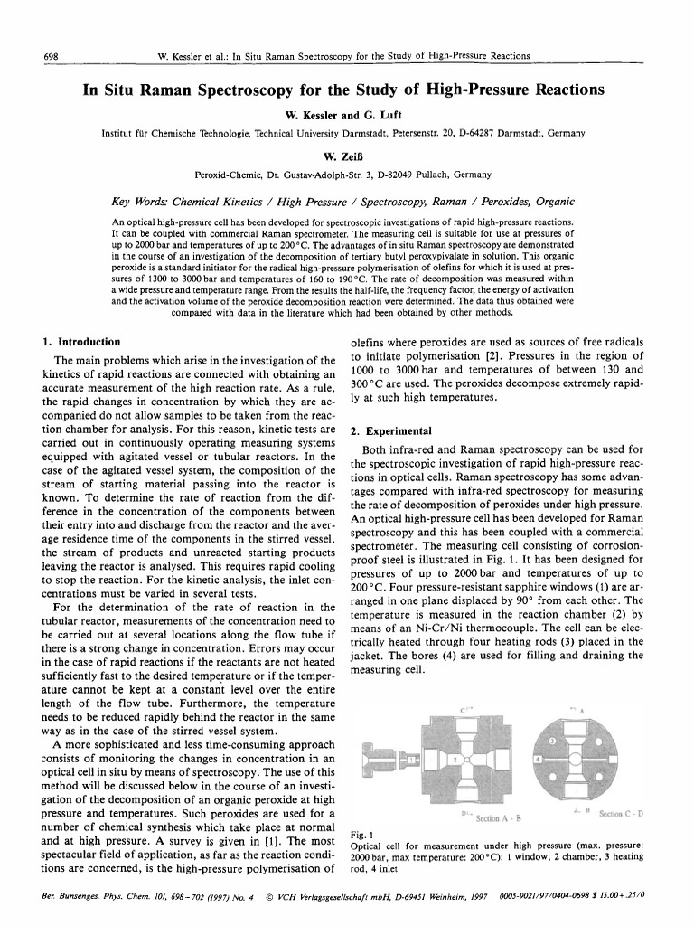 In Situ Raman Spectroscopy For The Study of High-Pressure Reactions | PDF