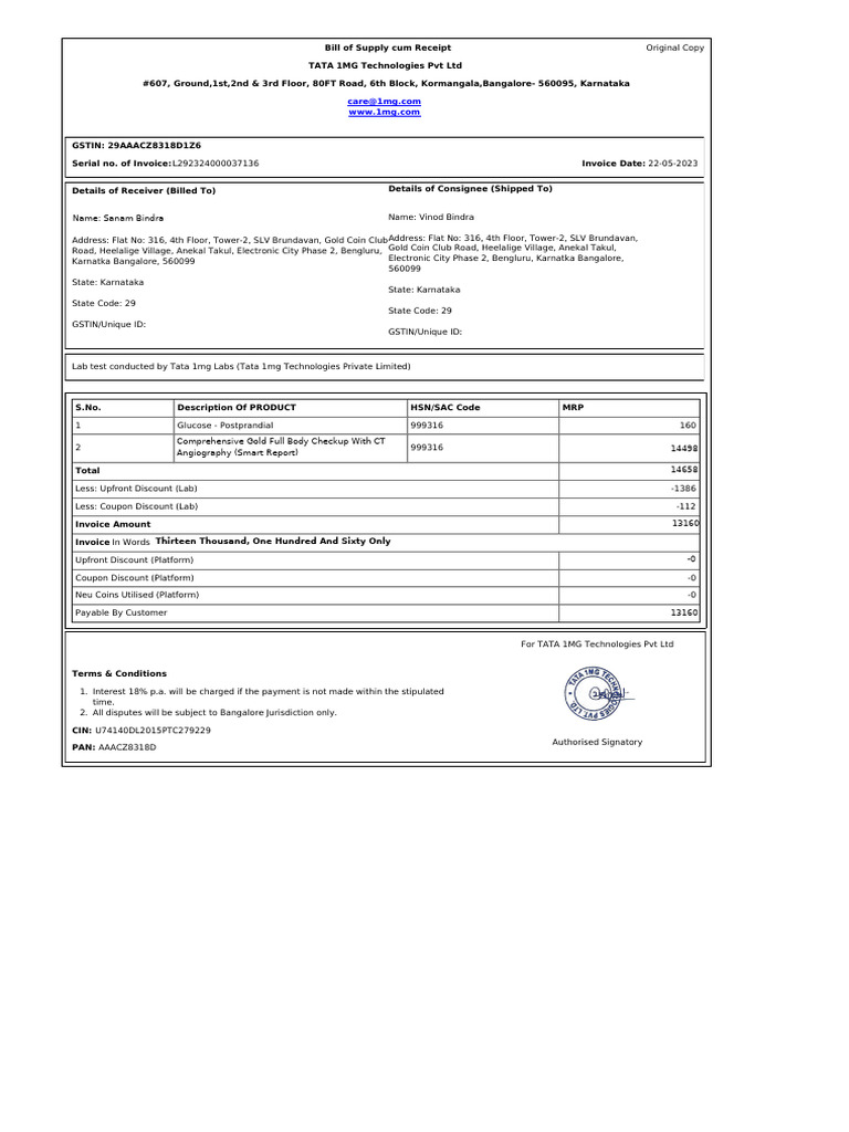 Preventive Health Package 80D | PDF