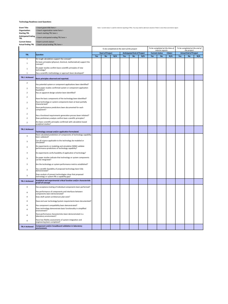 2 1834 TRL Questions Tool v2 051412 | PDF | System | Simulation