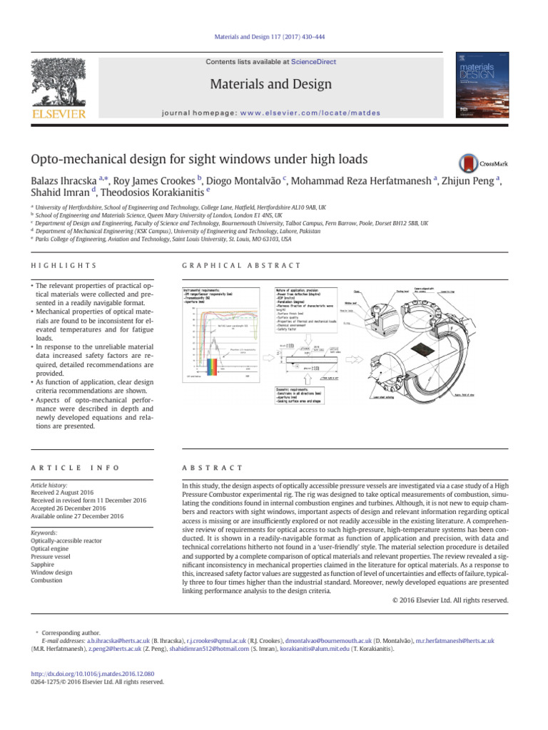 Opto-Mechanical Design For Sight Windows Under High Loads | PDF