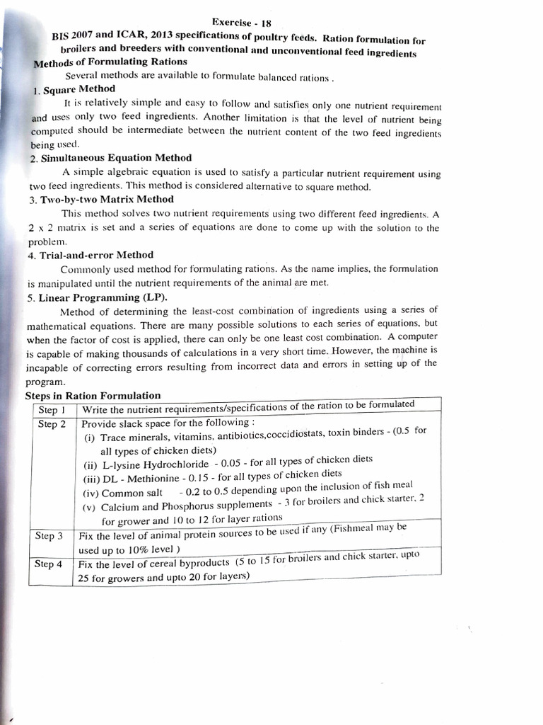 Poultry Ration Formulation | PDF