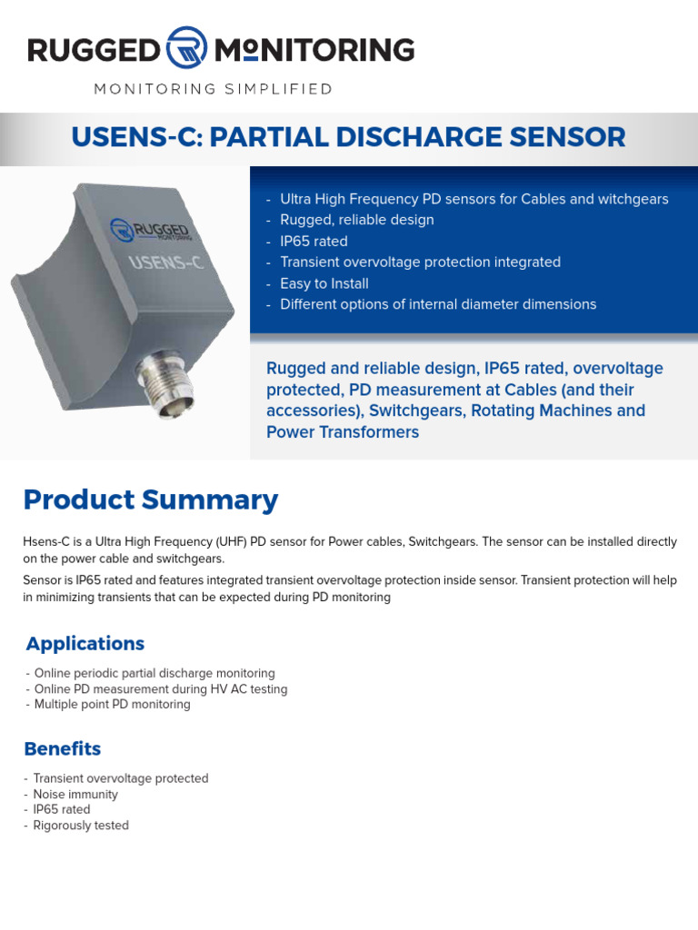 Usens-C: Partial Discharge Sensor | PDF | Sensor | Equipment