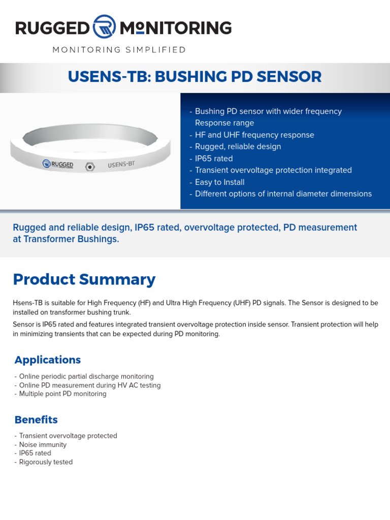 Usens-Tb: Bushing PD Sensor | PDF