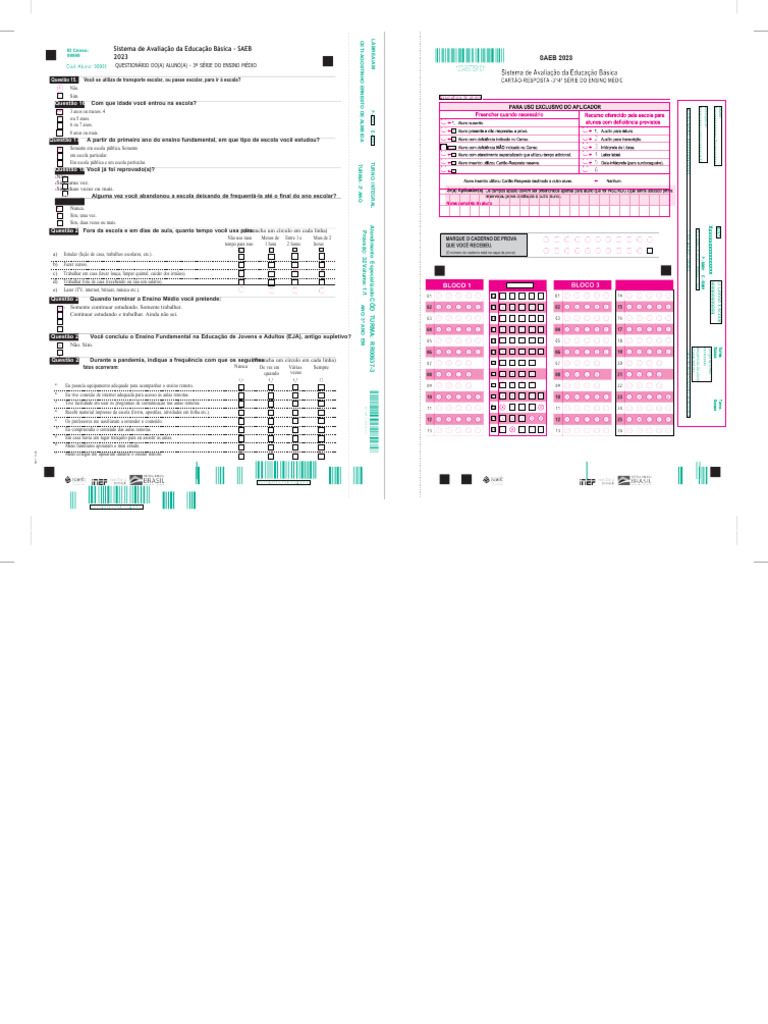 Prova Saeb Mat. 2023 | PDF | Escolas