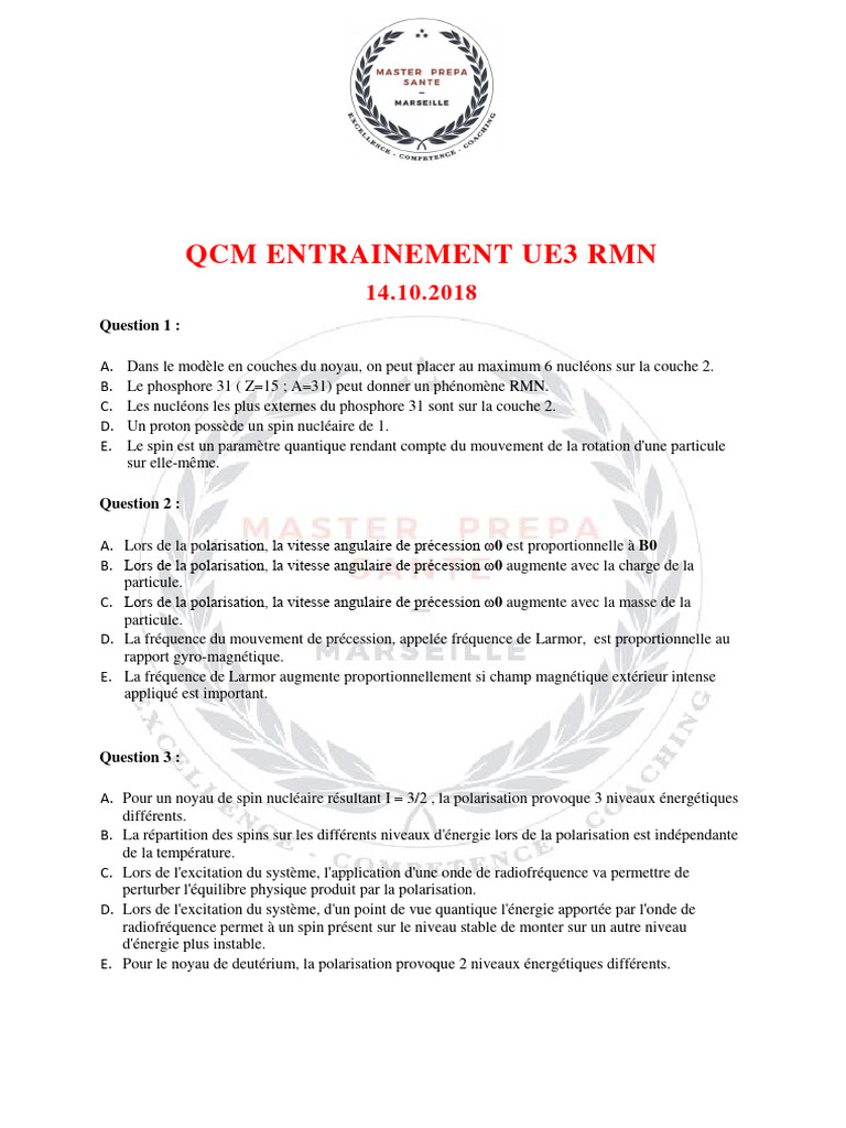 RMN du phosphore 31 et polarisation | PDF | Résonance magnétique ...