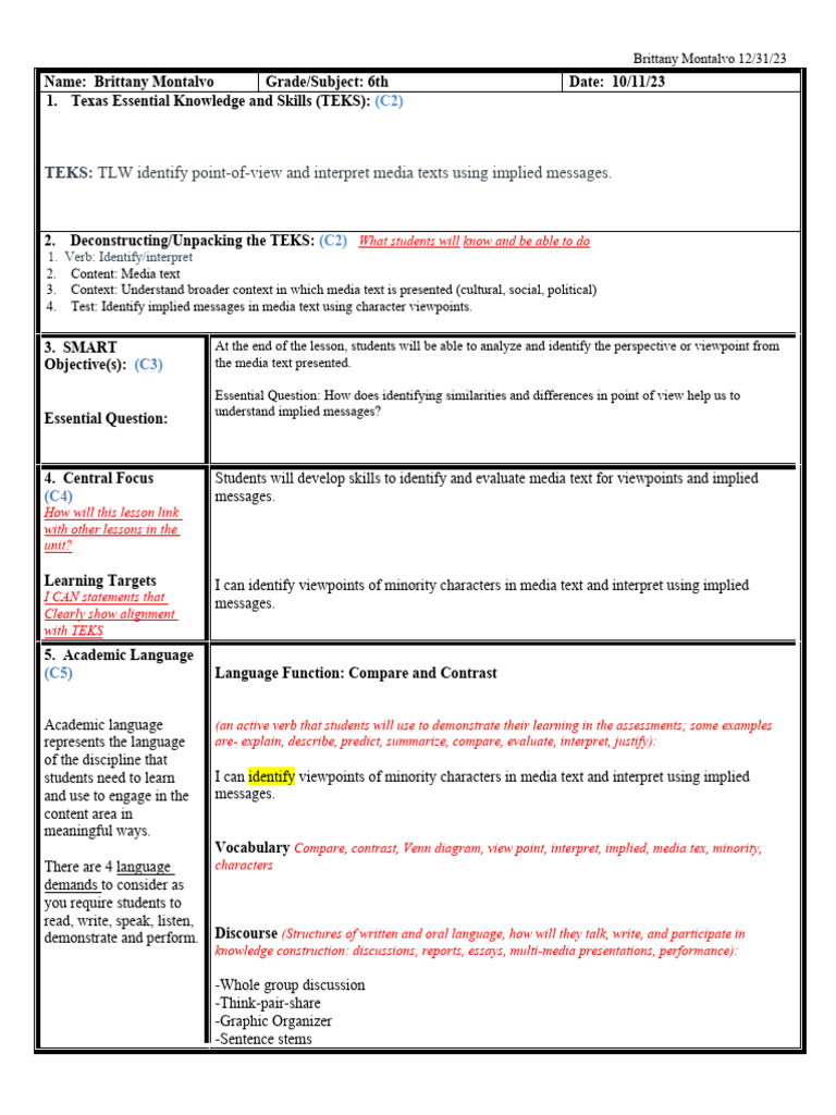 Final Edtpa Lesson Plan Guide LPG - 2 | PDF | Learning | Teachers