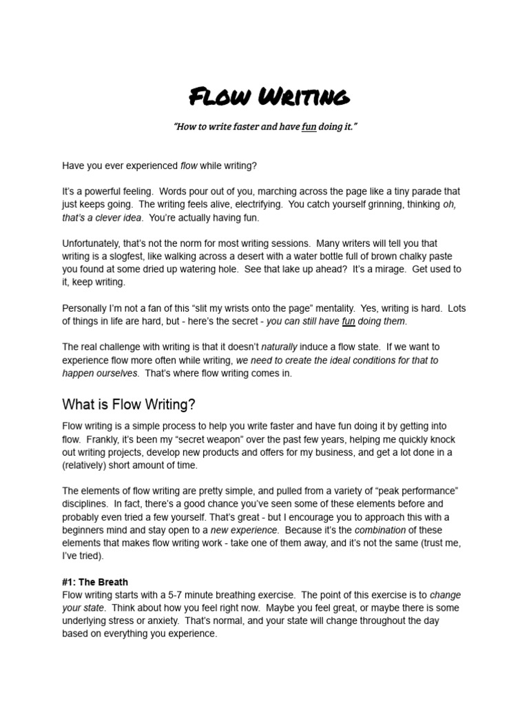 Flow Writing | PDF | Feeling | Experience