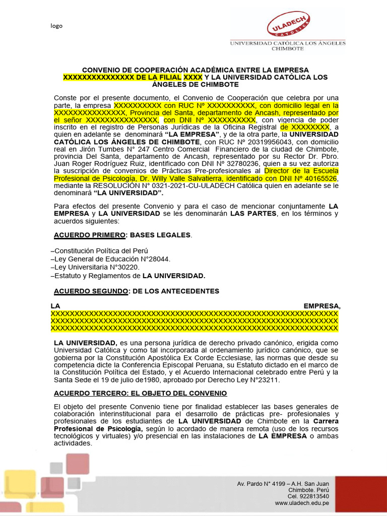 Formato de Convenio | PDF | Universidad | Perú