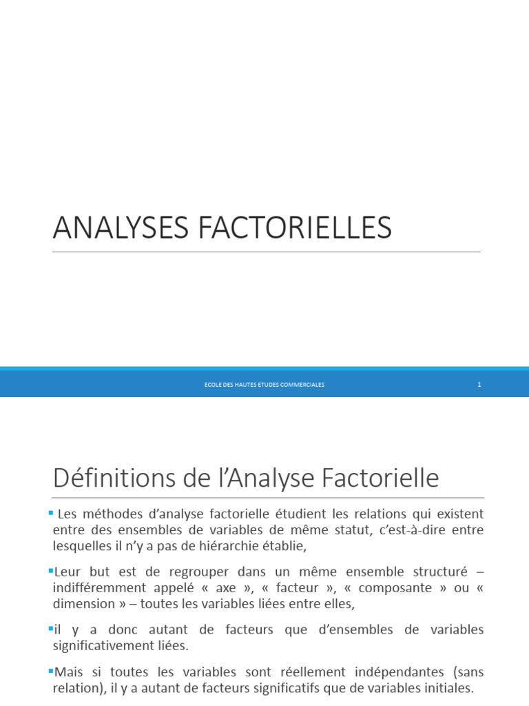 Présentation Analyses Factorielles | PDF