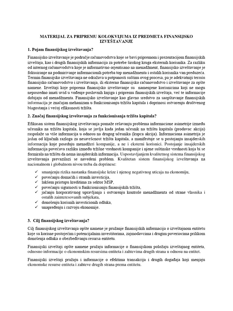 Finansijsko Izveštavanje | PDF