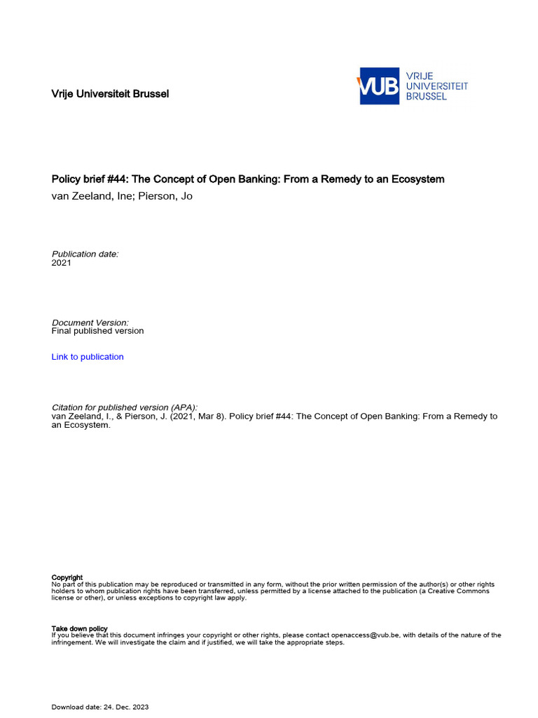 The Concept of Open Banking From A Remedy To An Ecosystem Van Zeeland ...