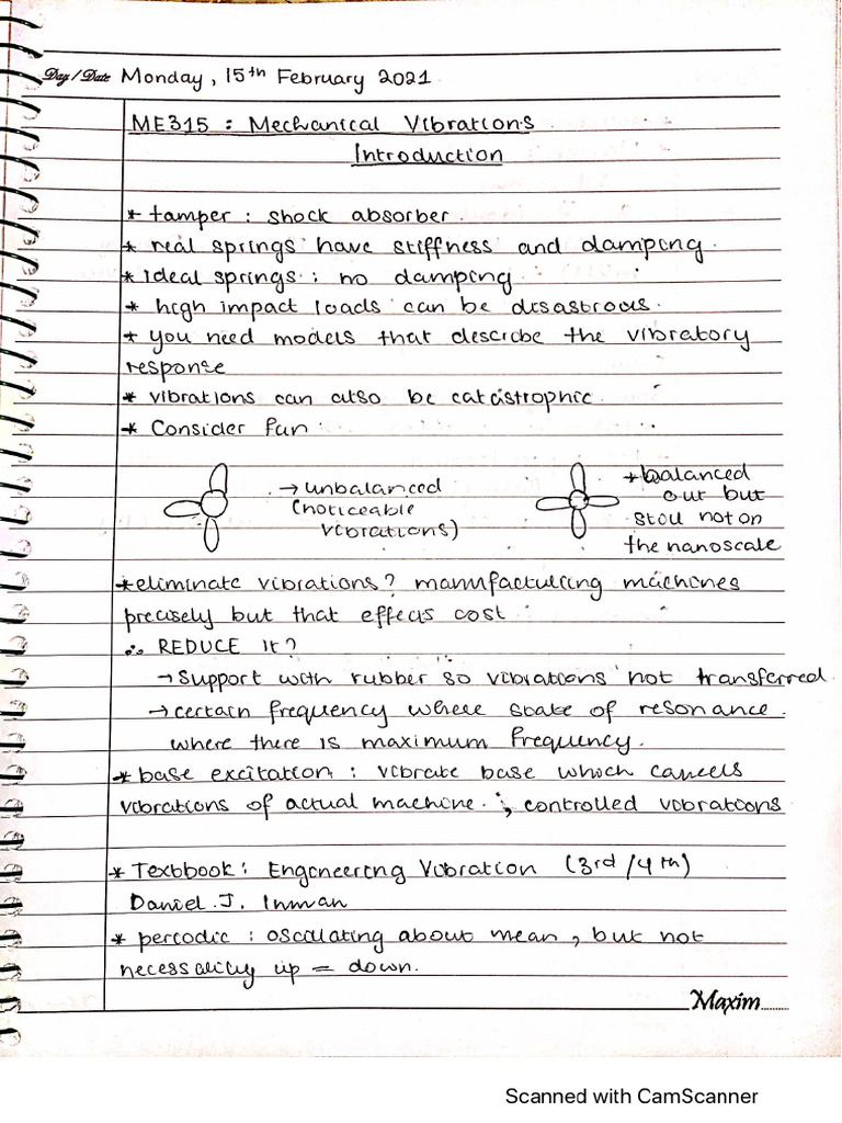 Mechanical Vibration Notes | PDF