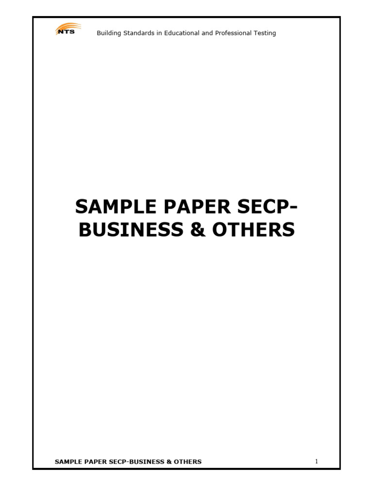 Sample Paper Secp Business and Others | PDF | Wire | Profit (Economics)