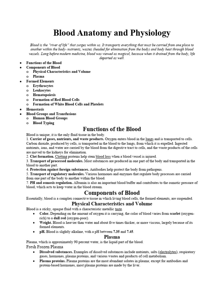 Blood Anatomy and Physiology | Download Free PDF | Blood Type | Blood