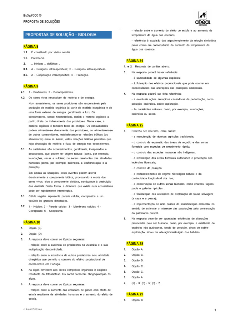BioFoco 10ºano - Soluções | PDF | Ciências e Matemática | Tecnologia e ...