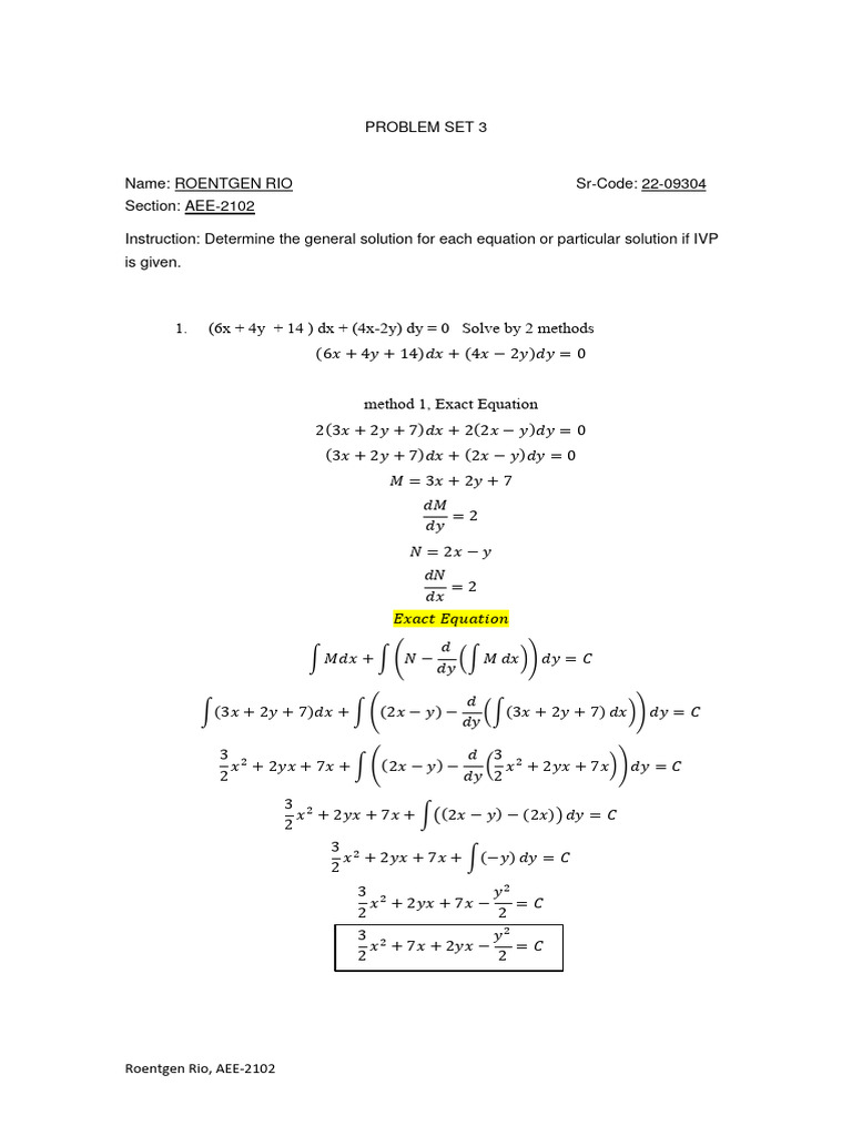 Problem Set 3 | PDF | Differential Calculus | Algebra