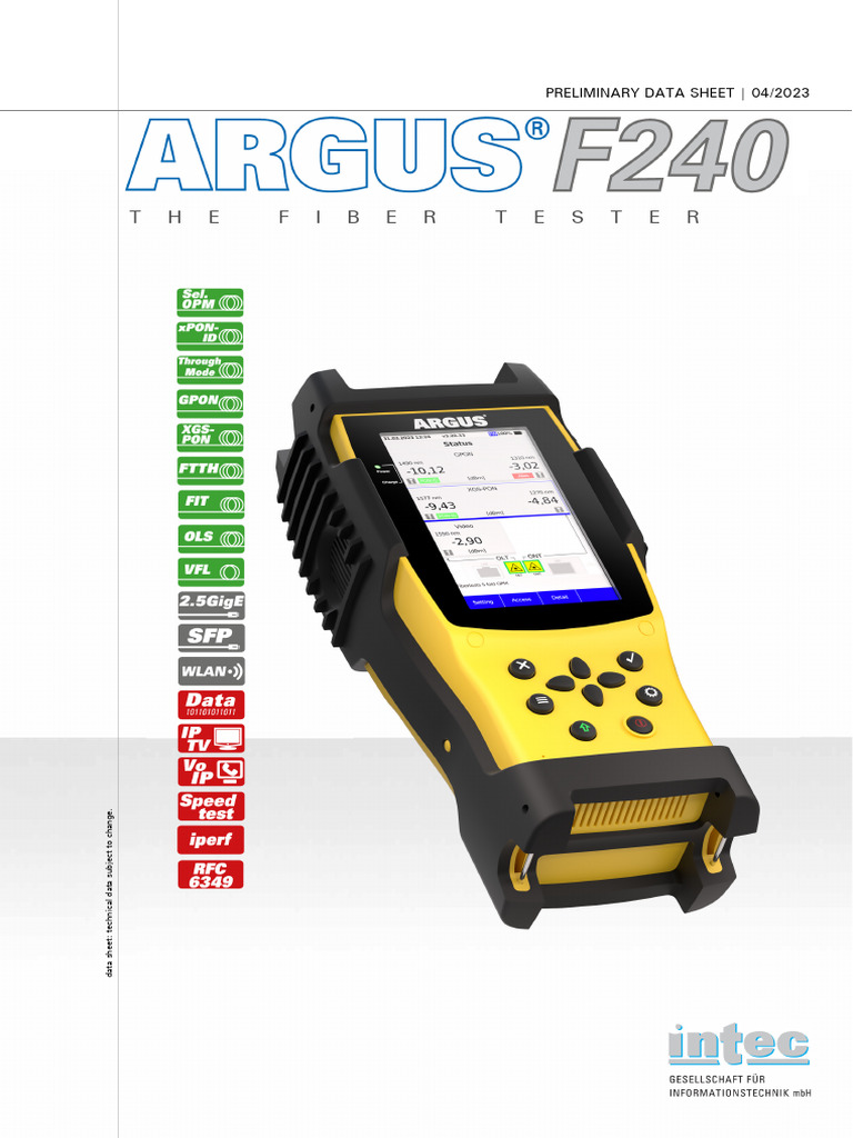 020 - ARGUS F240 - Data Sheet - U - V - 2023 - 04 | PDF | Computers