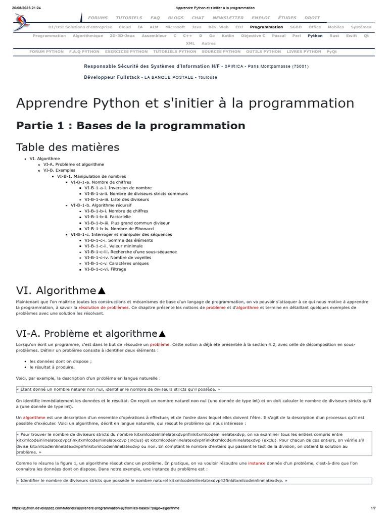 Apprendre Python Et S'initier À La Programmation | PDF