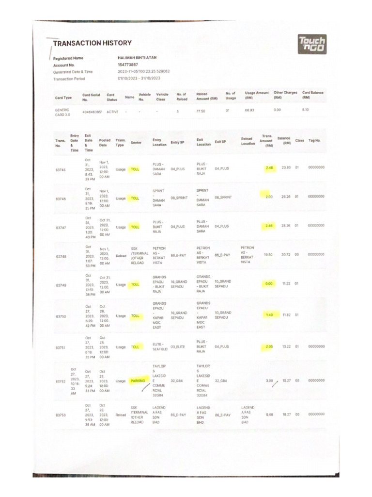 Transaction History | PDF
