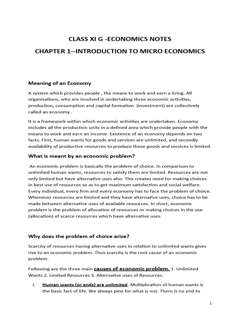 Micro Chapter 1 Notes | PDF | Economics | Microeconomics